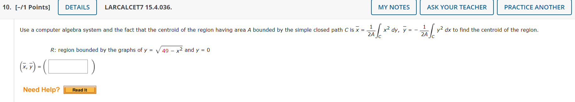 Solved 10. [-11 Points] DETAILS LARCALCETZ 15.4.036. MY | Chegg.com