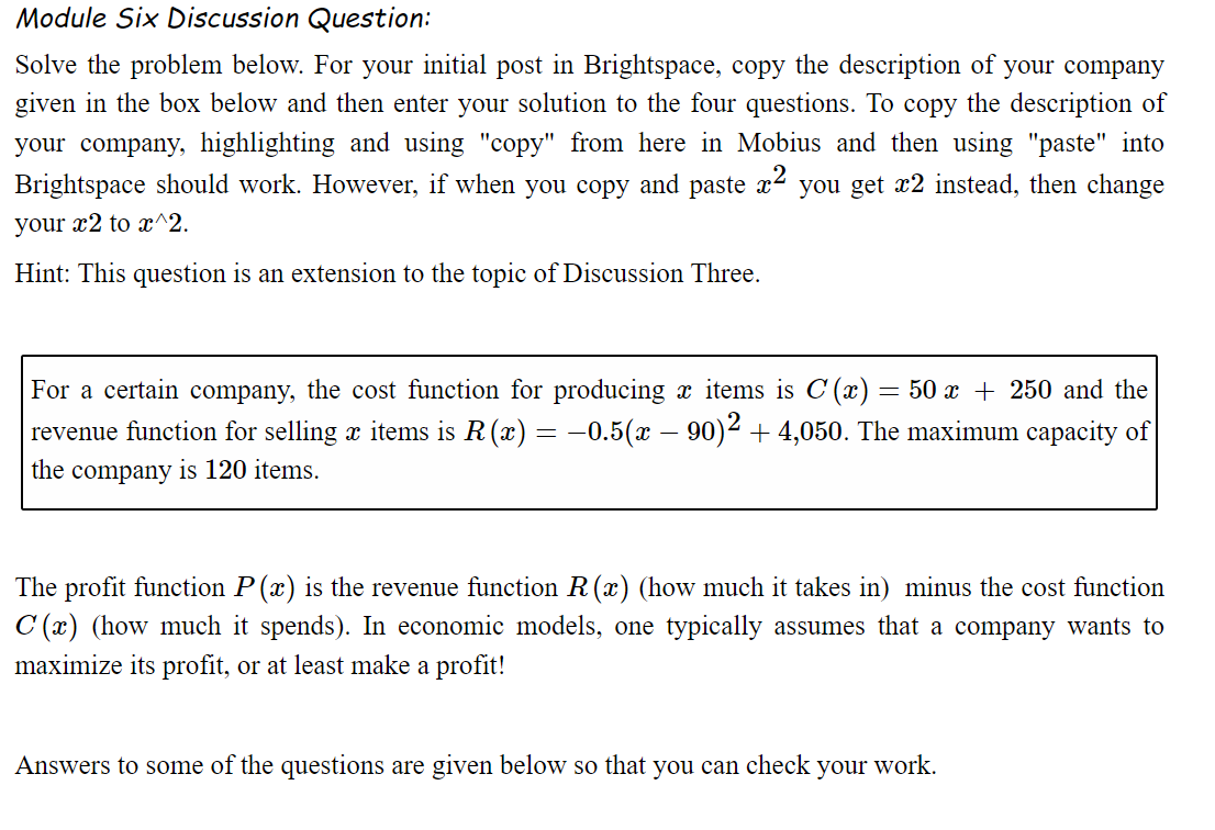 Solved Module Six Discussion Question: Solve the problem | Chegg.com