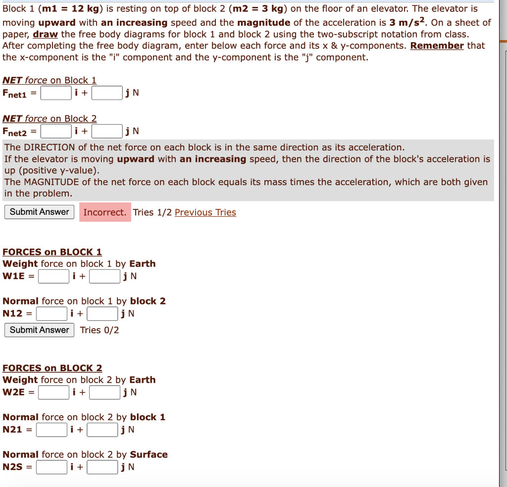 Solved Block 1(m1=12kg) is resting on top of block 2(m2=3kg) | Chegg.com