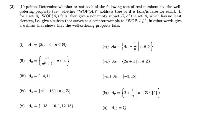 Solved (3) (10 points) Determine whether or not each of the | Chegg.com