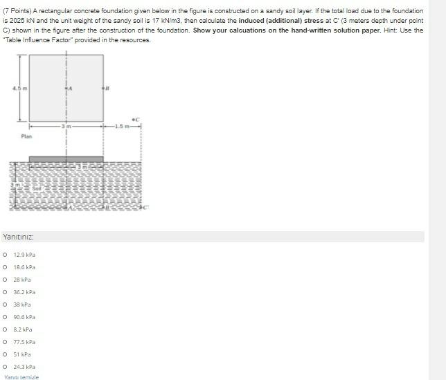 Solved (7 Points) A rectangular concrete foundation given | Chegg.com