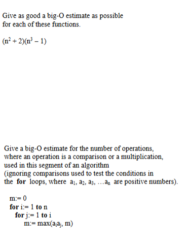 Solved Give as good a big-O estimate as possible for each of | Chegg.com