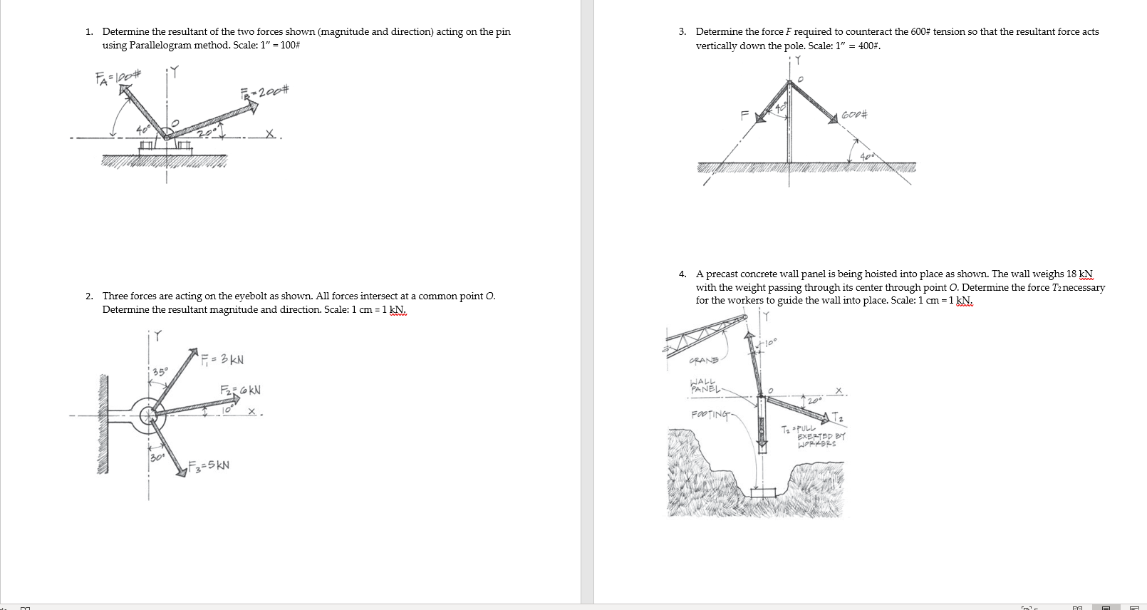 Solved 1. Determine the resultant of the two forces shown | Chegg.com