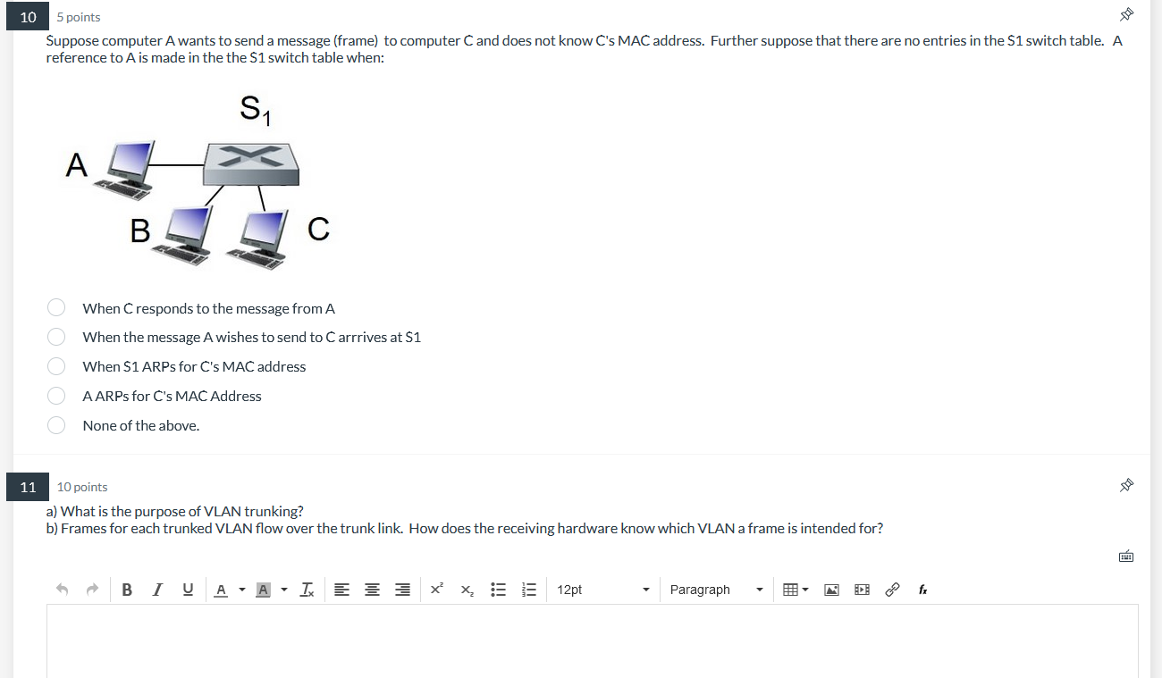 Solved Suppose computer A wants to send a message (frame) to | Chegg.com