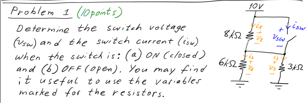 Solved Problem 1 (10points) Determine the switch voltage | Chegg.com