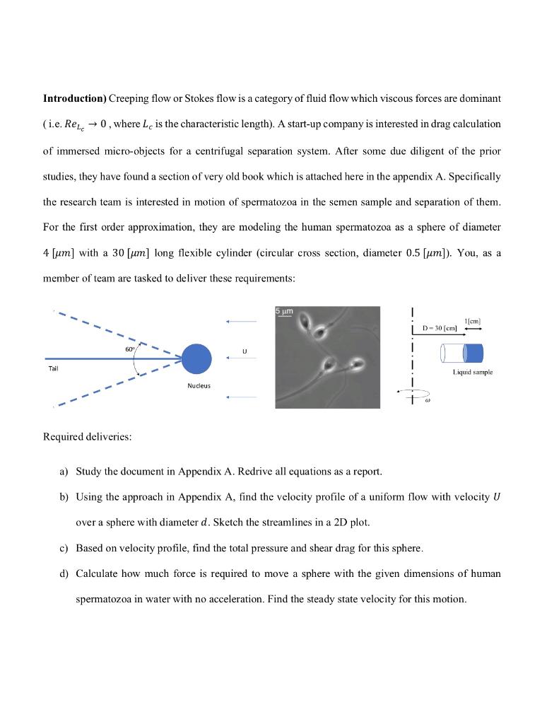 Introduction) Creeping flow or Stokes flow is a | Chegg.com