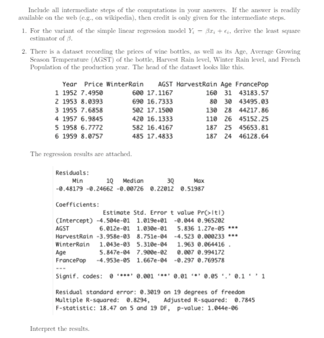 Solved Include all intermediate steps of the computations in | Chegg.com