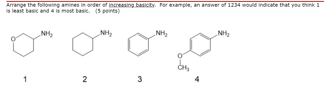 Solved Arrange the following amines in order of increasing | Chegg.com