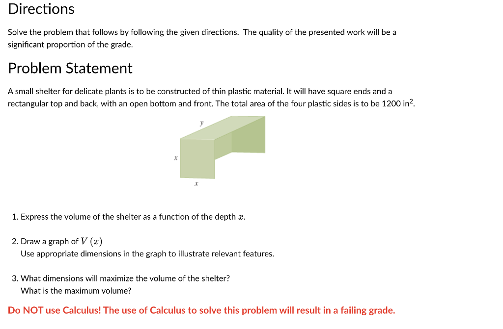 Solved Directions Solve the problem that follows by | Chegg.com