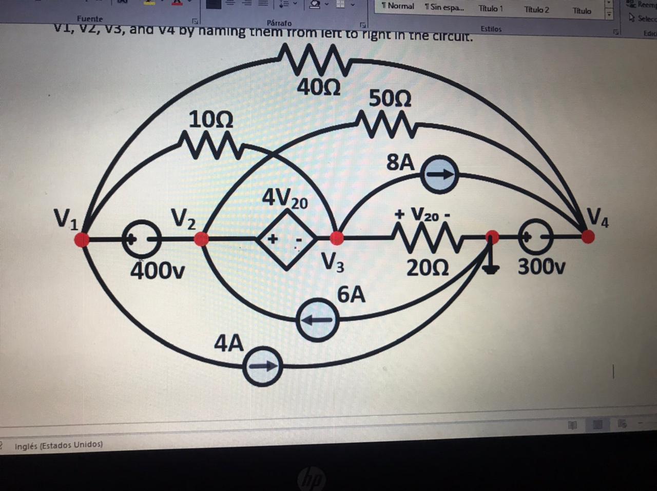Solved Determine the voltage marked V20 in the given | Chegg.com