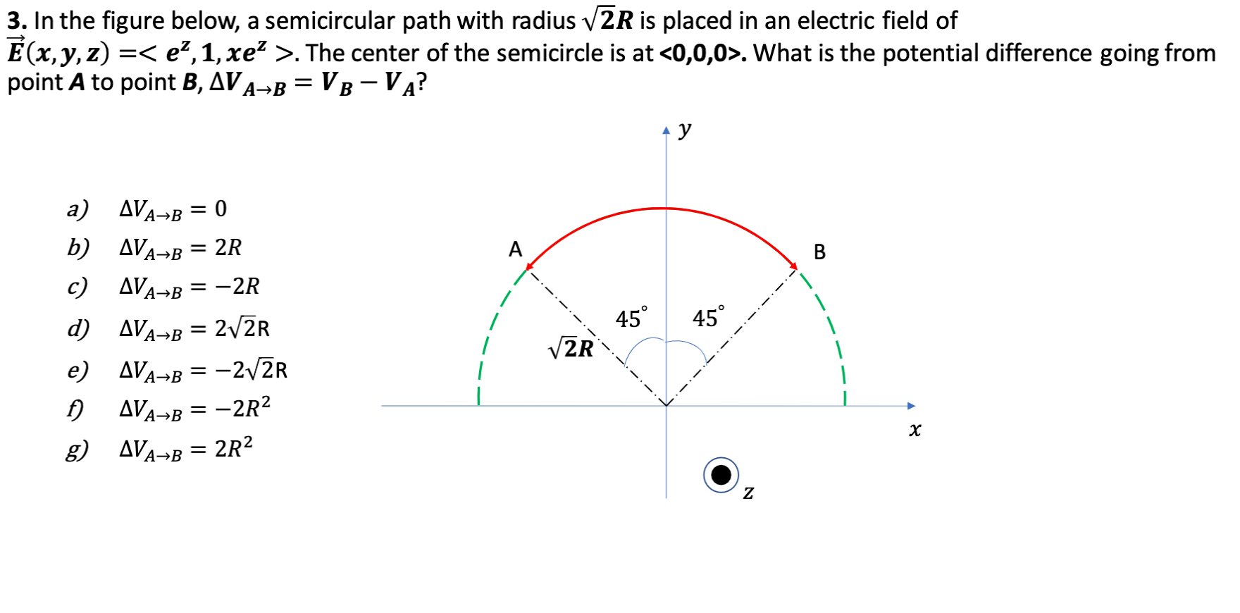 Solved 3. In the figure below, a semicircular path with | Chegg.com