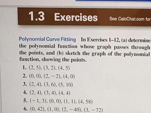 Solved Polynomial Curve Fitting In Exercises 1-12, (a) | Chegg.com