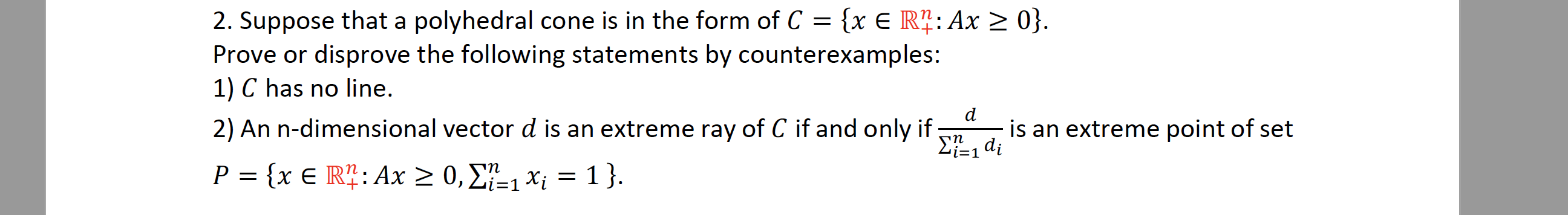 2. Suppose that a polyhedral cone is in the form of | Chegg.com