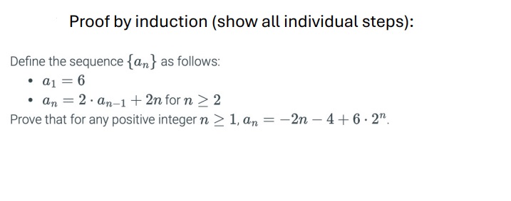 Solved Discrete Math Questions : Proof by induction (show | Chegg.com