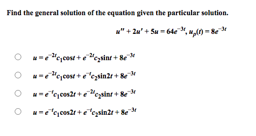 Solved Find the general solution of the equation given the | Chegg.com