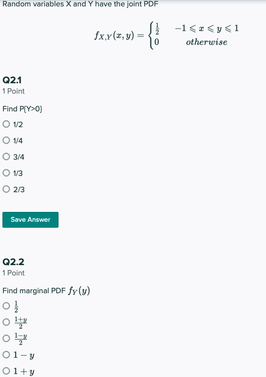 Solved Random variables X and Y have the joint PDF SŽ -10} O | Chegg.com