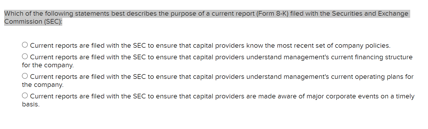 Solved Which of the following statements best describes the | Chegg.com