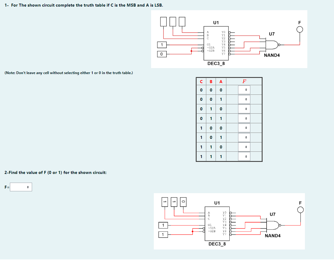 Solved 1. For The shown circuit complete the truth table if | Chegg.com