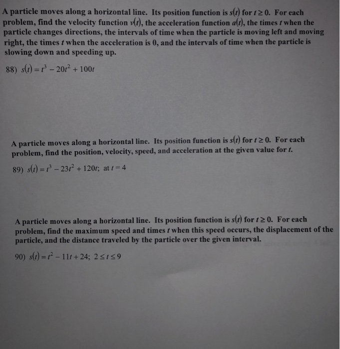 Solved A particle moves along a horizontal line. Its | Chegg.com