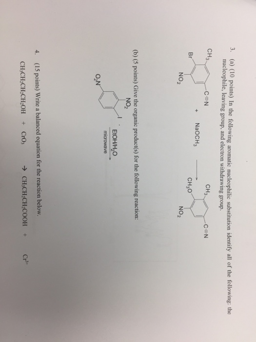 Solved In the following aromatic nucleophilic substitution | Chegg.com