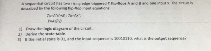 Solved A sequential circuit has two rising edge triggered T | Chegg.com