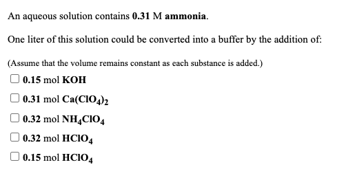 Solved An aqueous solution contains 0.21 M hypochlorous | Chegg.com