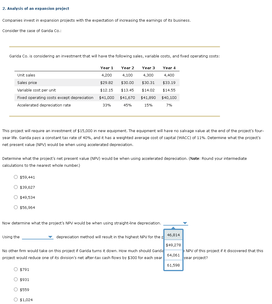 Solved 2. Analysis of an expansion project Companies invest | Chegg.com