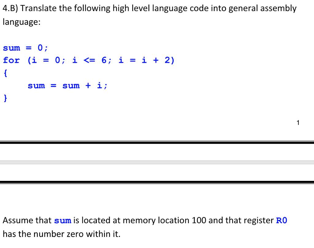 Solved 4.B) Translate the following high level language code | Chegg.com