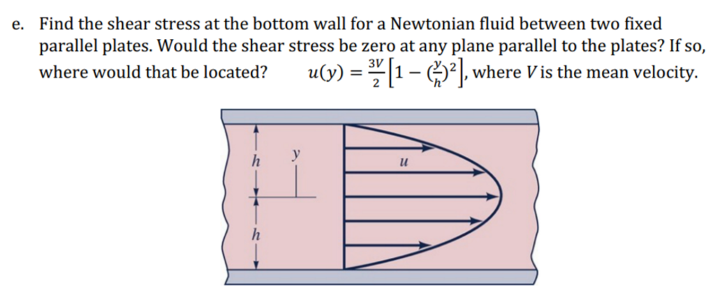 Solved e. Find the shear stress at the bottom wall for a | Chegg.com