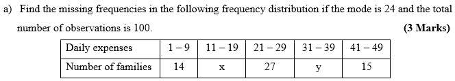 Solved a) Find the missing frequencies in the following | Chegg.com