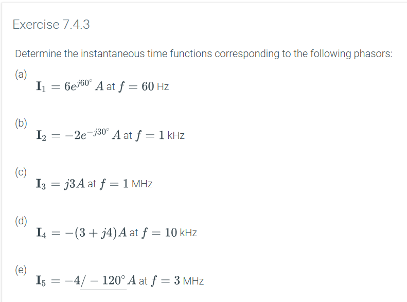 Solved Exercise 7.4.3 Determine the instantaneous time | Chegg.com