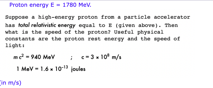 Solved Proton energy E=1780MeV. Suppose a high-energy proton | Chegg.com