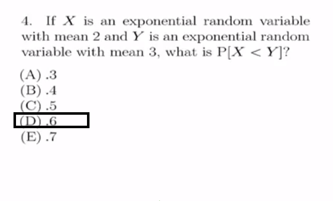 Solved 4. If X is an exponential random variable with mean 2 | Chegg.com