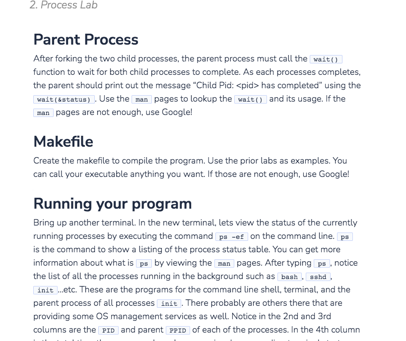 Solved 2. Process Lab Implement a program using Processes | Chegg.com