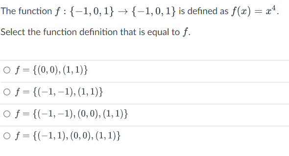 Solved The function f:{−1,0,1}→{−1,0,1} is defined as | Chegg.com