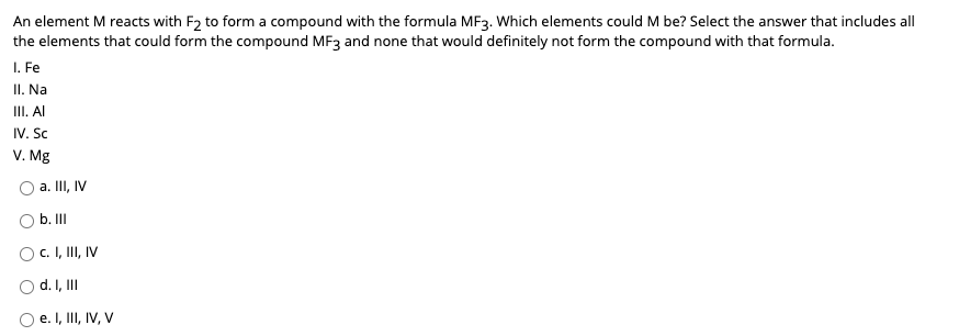 Solved An element M reacts with F2 to form a compound with | Chegg.com