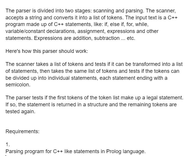 Solved The parser is divided into two stages: scanning and | Chegg.com