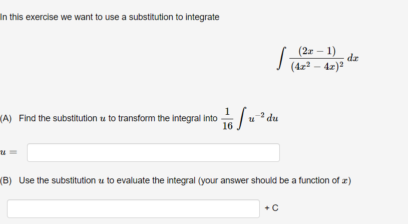 Solved In this exercise we want to use a substitution to | Chegg.com