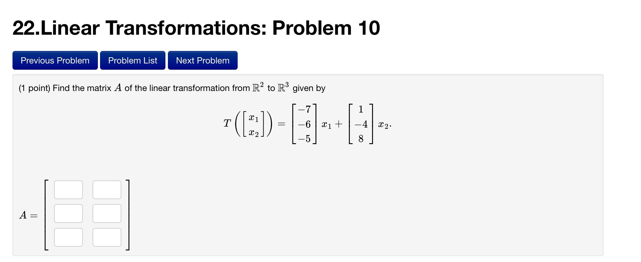 Solved 22 Linear Transformations Problem 10 1 Point Find