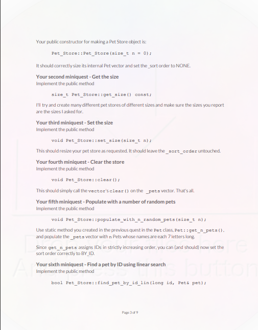 Solved [C++] Starter code: // Pet_Store.cpp #include | Chegg.com