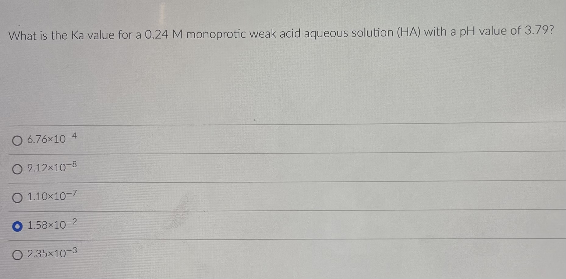 Solved What is the Ka value for a 0.24M monoprotic weak acid | Chegg.com