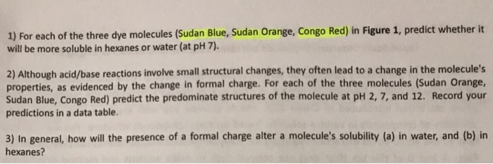 Solved 1) For each of the three dye molecules (Sudan Blue, | Chegg.com