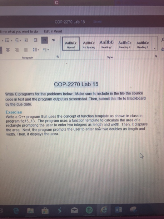 Solved COP-2270 Lab 15 l me what you want to do Edit in Word | Chegg.com