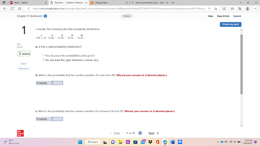 Solved Consider the tollowing discrete probability | Chegg.com