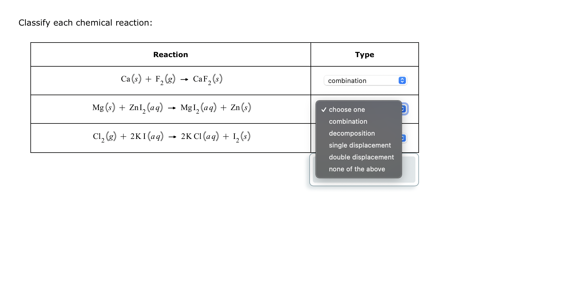 Solved The drop down results are the choices to choose from | Chegg.com