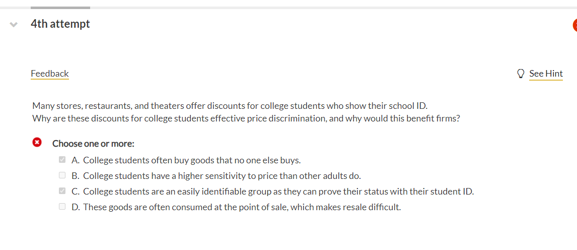 Solved 4th attempt Feedback See Hint Many stores, | Chegg.com