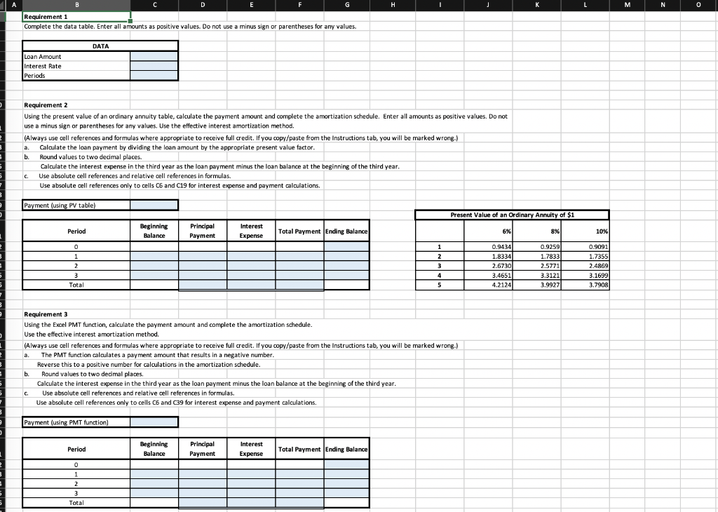 Solved Requirement 1 Complete the data table. Enter all | Chegg.com
