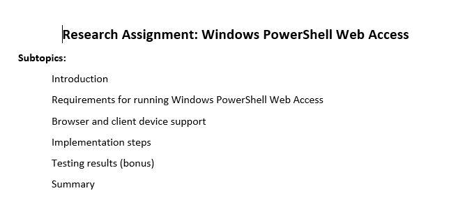 Research Assignment: Windows PowerShell Web Access | Chegg.com