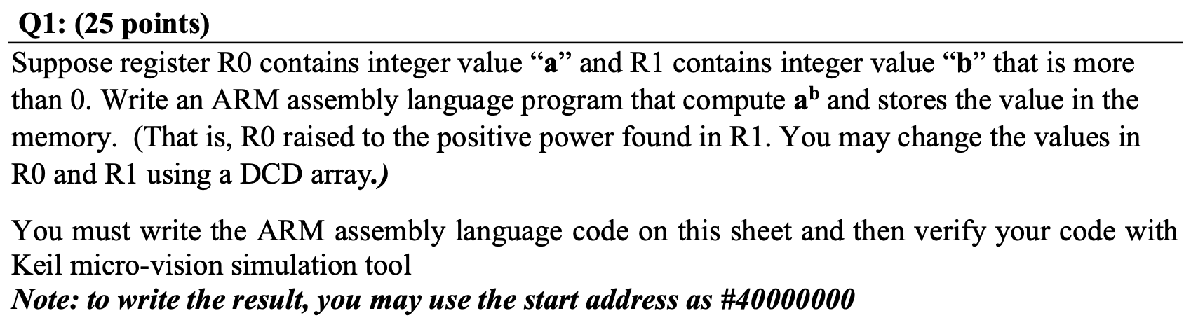 Solved Suppose register R0 contains integer value "a" and R1 | Chegg.com