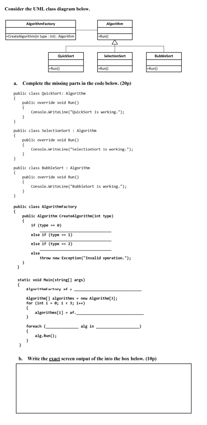 Consider the UML class diagram below. | Chegg.com